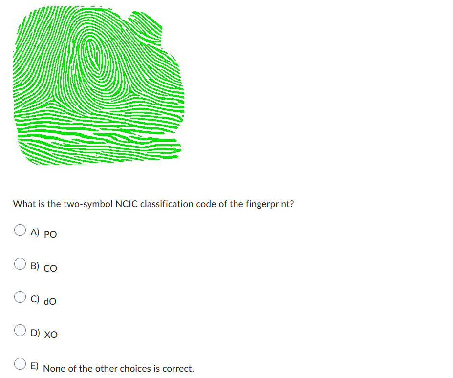Solved What is the two-symbol NCIC classification code of | Chegg.com