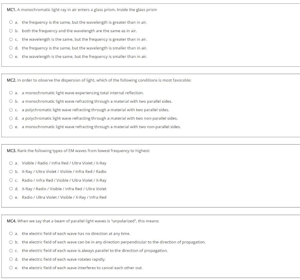 Solved MC5. If we have light travelling from a material with | Chegg.com