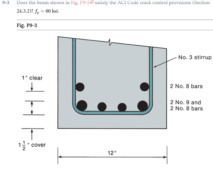 Solved 3 Does the beam shown in Fig. P9-3【 satisfy the ACI | Chegg.com
