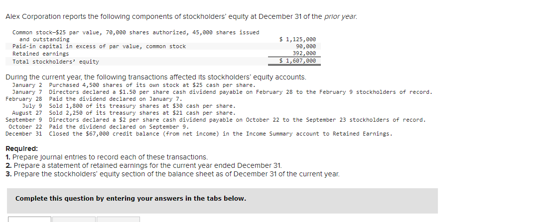 Solved Alex Corporation reports the following components of | Chegg.com