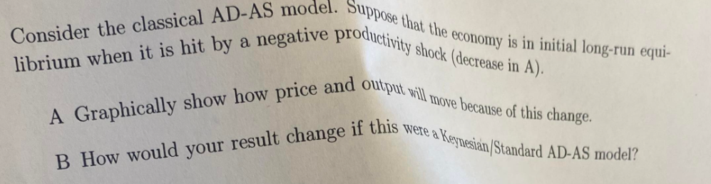 Solved Consider the classical AD-AS model. Suppose that the | Chegg.com