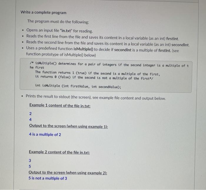 Solved Write a complete program The program must do the | Chegg.com