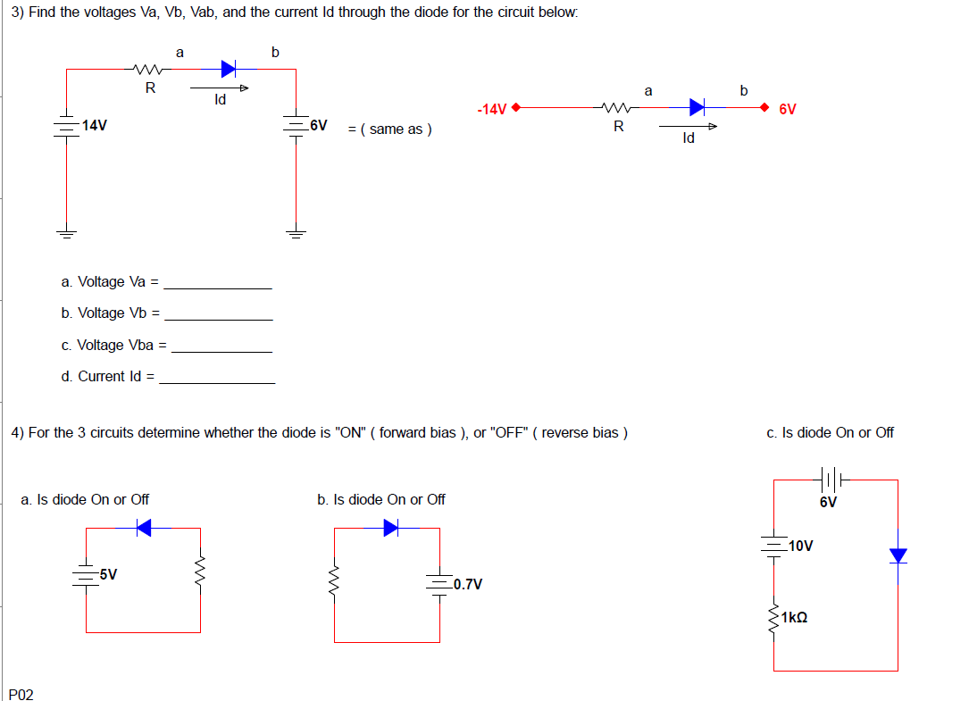 Solved 3) Find the voltages Va, Vb, Vab, and the current Id | Chegg.com