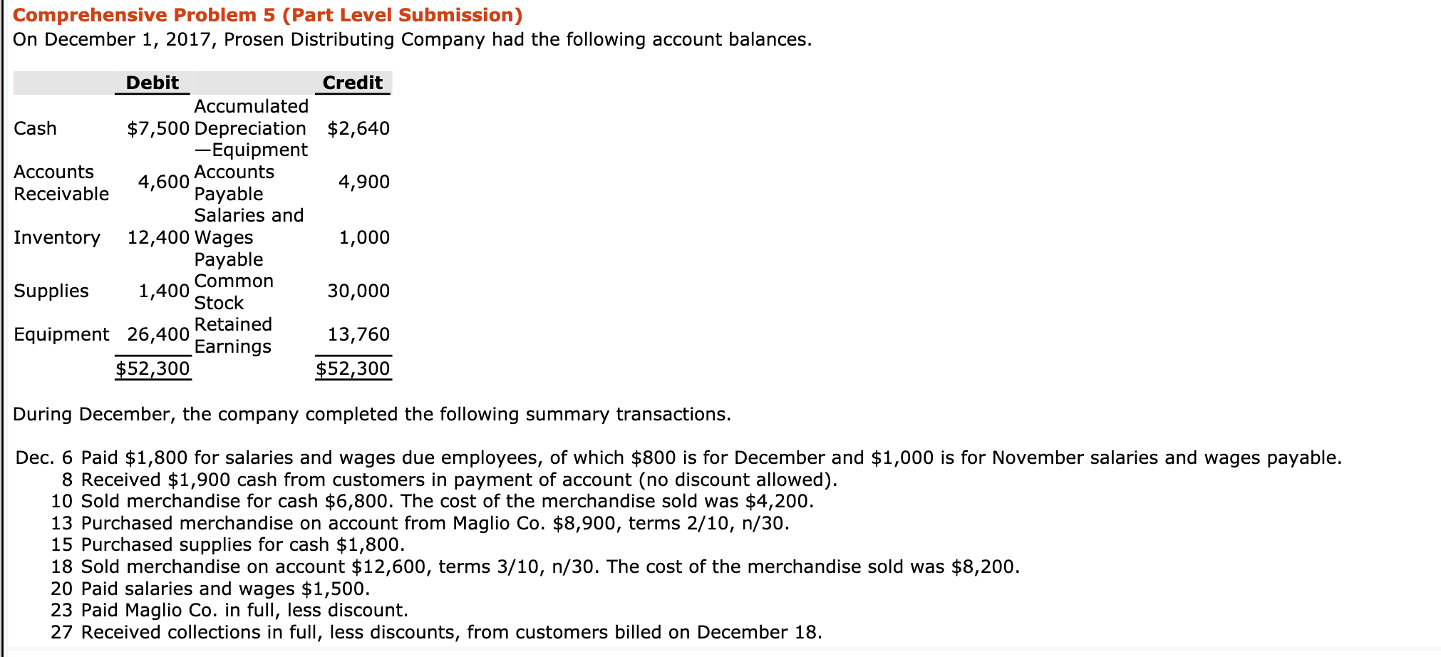 Solved Comprehensive Problem 5 (Part Level Submission) On | Chegg.com