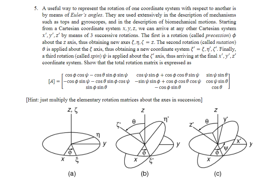 Solved A useful way to ﻿represent the rotation of ﻿one | Chegg.com