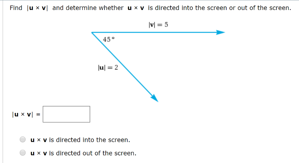 Solved Find lu x VI and determine whether u x v is directed | Chegg.com