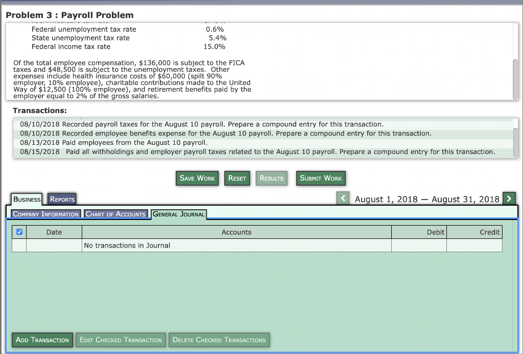 Solved Problem 3 : Payroll Problem Background: M&D | Chegg.com