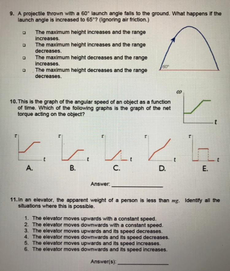 Solved 9. A projectile thrown with a 60° launch angle falls | Chegg.com