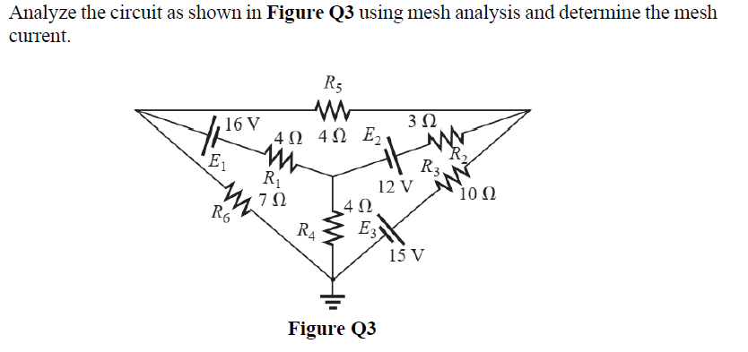Solved Analyze the circuit as shown in Figure Q3 using mesh | Chegg.com