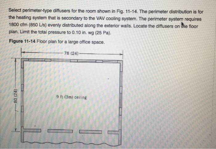Select perimeter-type diffusers for the room shown in | Chegg.com