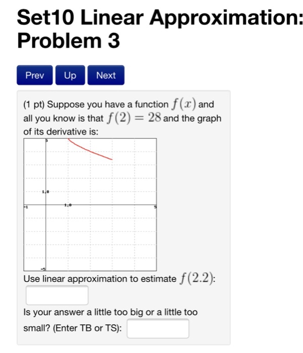 Solved Set10 Linear Approximation: Problem 3 Prev UpNext (1 | Chegg.com
