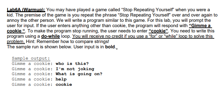 Solved (c++) Lab6A (Warmup): You may have played a game | Chegg.com