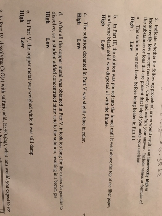 2. Indicate whether the following procedural errors | Chegg.com