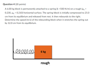 Solved Question 4 (20 points) A 6.00 kg block is permanendly | Chegg.com