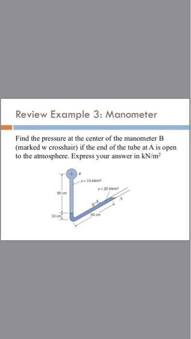 Solved Review Example 3: Manometer Find the pressure at the | Chegg.com