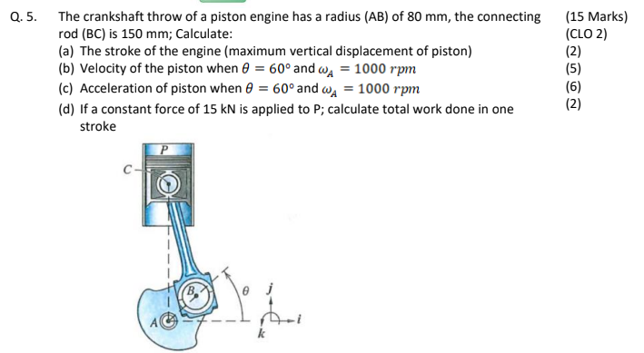 Solved Q.5. The crankshaft throw of a piston engine has a | Chegg.com
