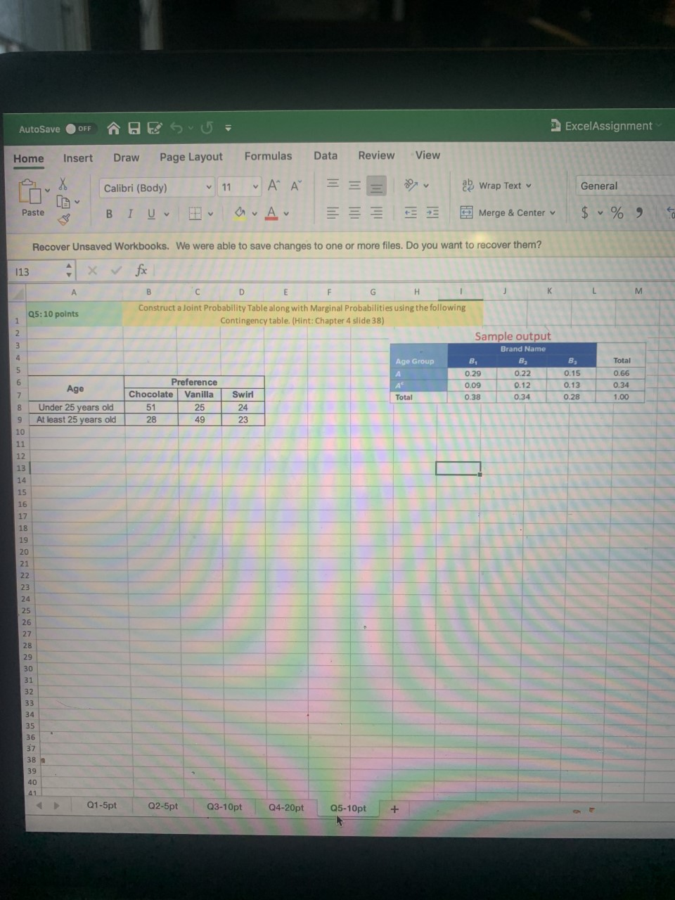 Solved Autosave Off De S U Excelassignment Home Insert Draw 5839