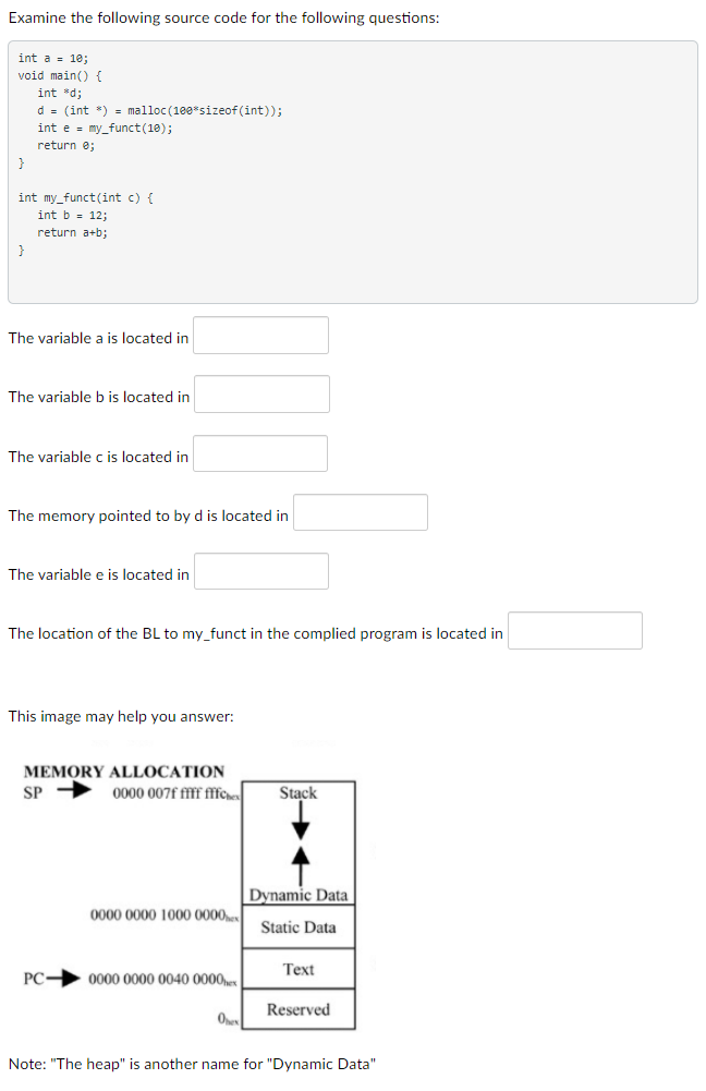 Solved Examine the following source code for the following | Chegg.com