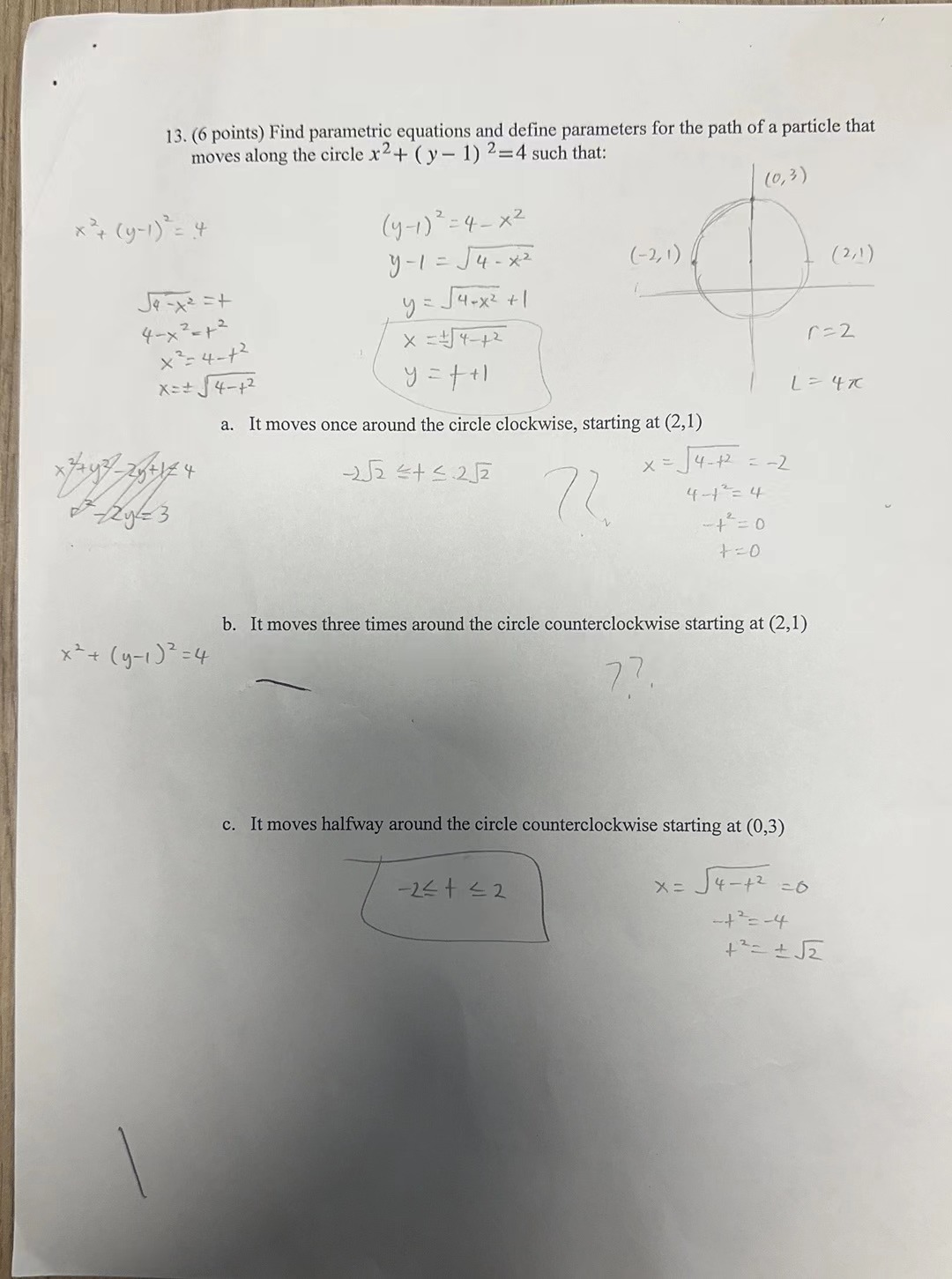 Solved 13. ( 6 points) Find parametric equations and define | Chegg.com