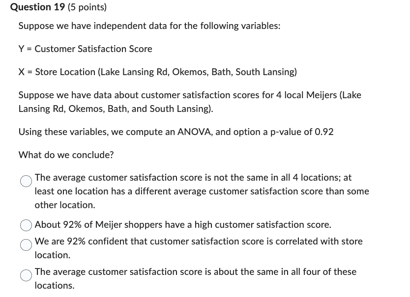 Question 19 (5 points) Suppose we have independent | Chegg.com