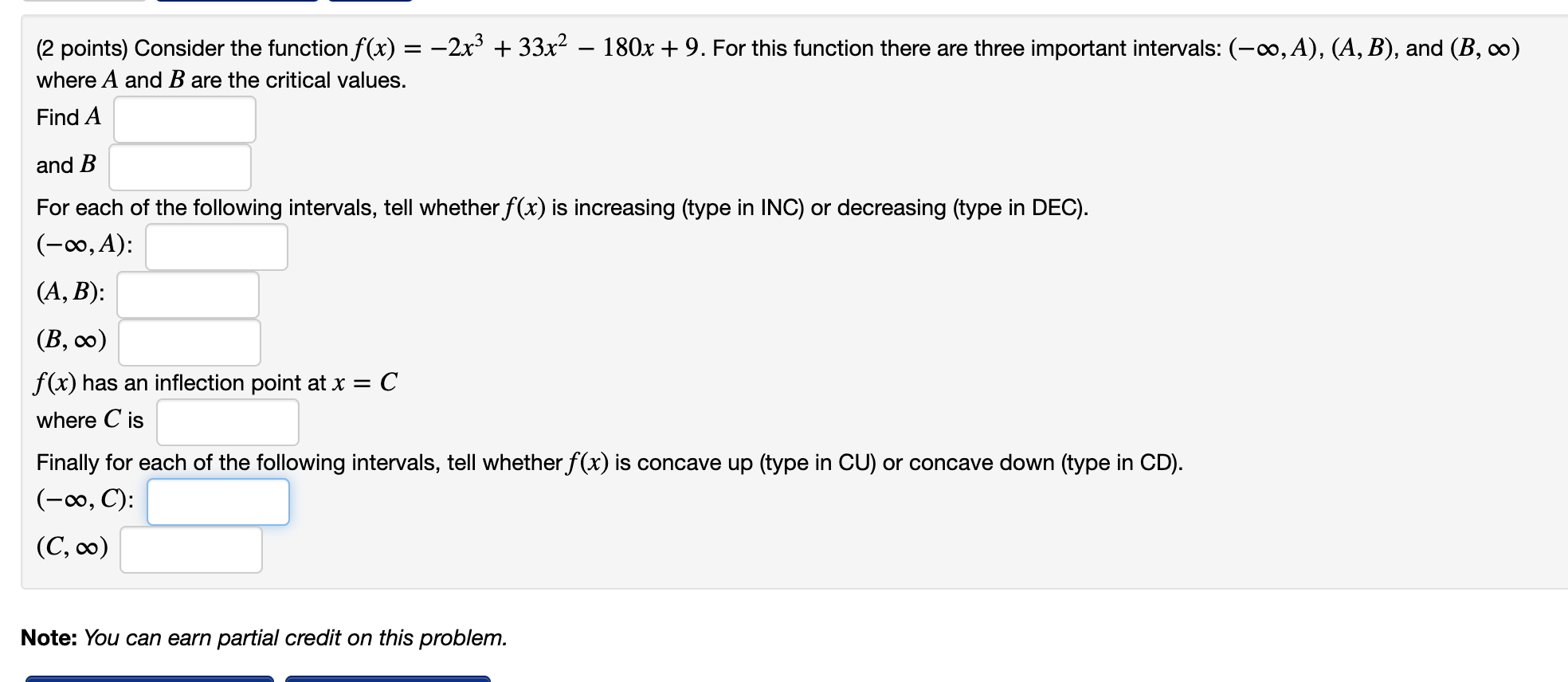 Solved 2 Points Consider The Function F X 2x3 33x2
