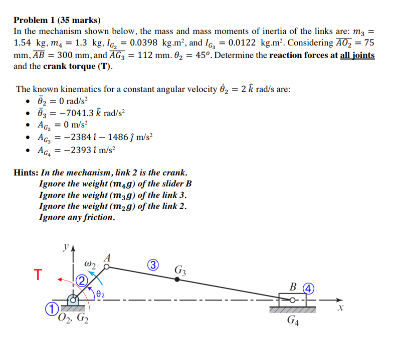 Solved Problem 1 (35 marks) In the mechanism shown below, | Chegg.com