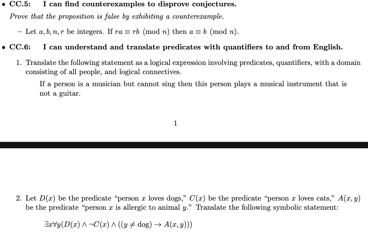 Solved • CC.5: I can find counterexamples to disprove | Chegg.com