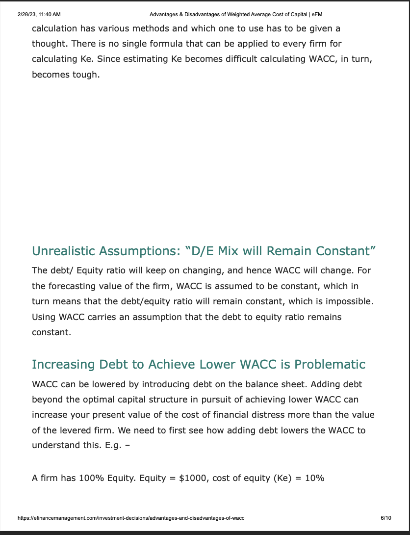 Solved Please discuss why WACC is important, and why | Chegg.com