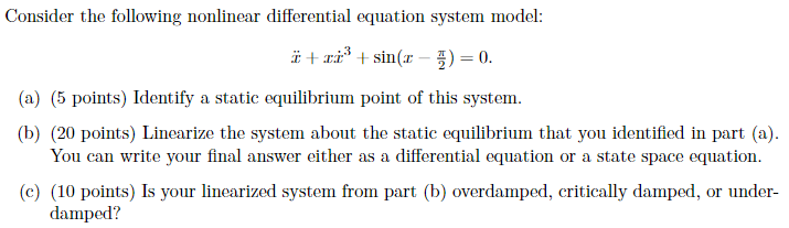 Solved Consider the following nonlinear differential | Chegg.com