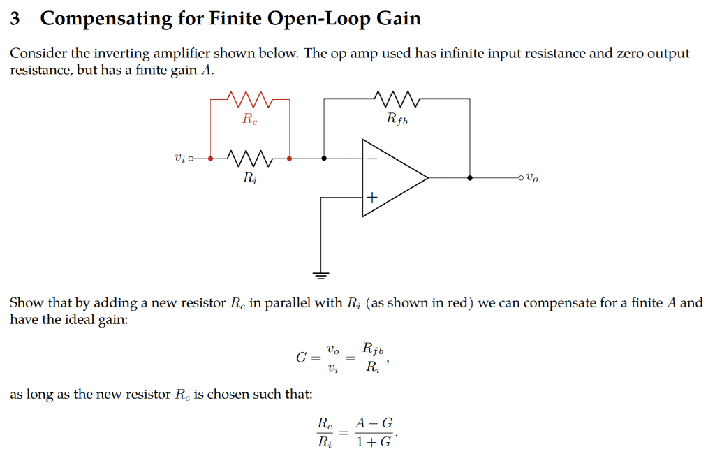 Solved 3 Compensating for Finite Open-Loop Gain Consider the | Chegg.com