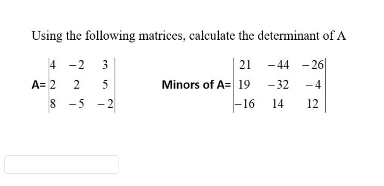 Solved Using the following matrices, calculate the | Chegg.com