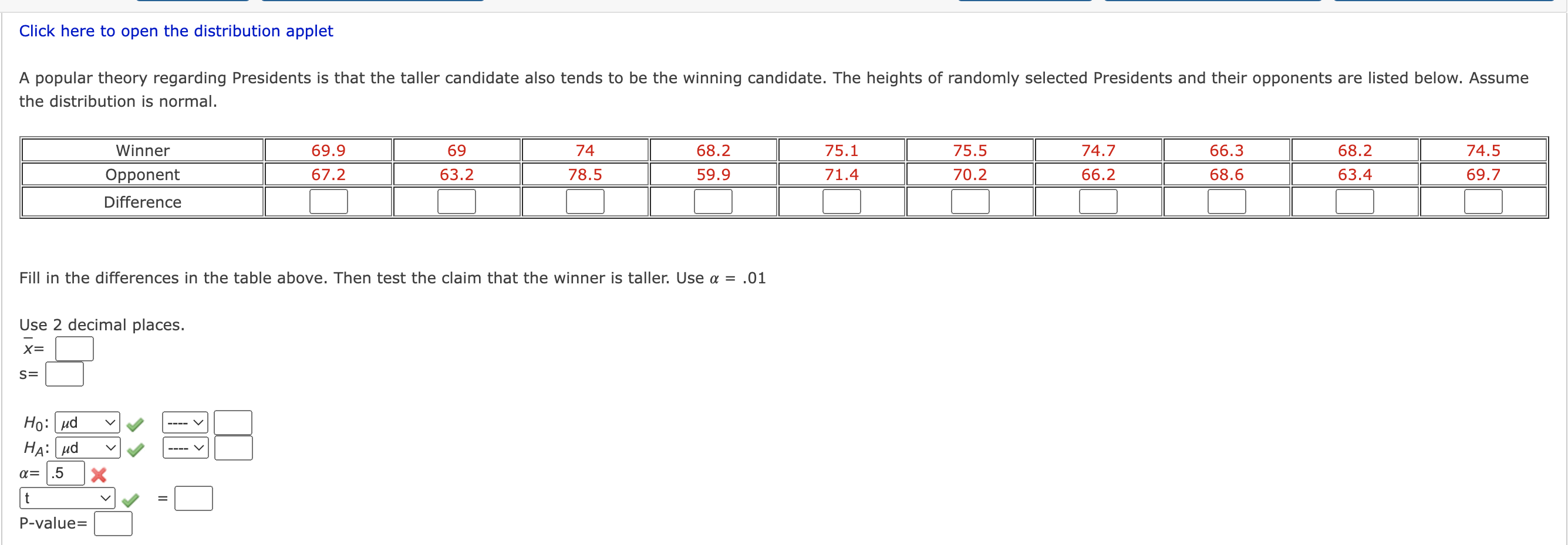 Solved Click here to open the distribution applet the | Chegg.com