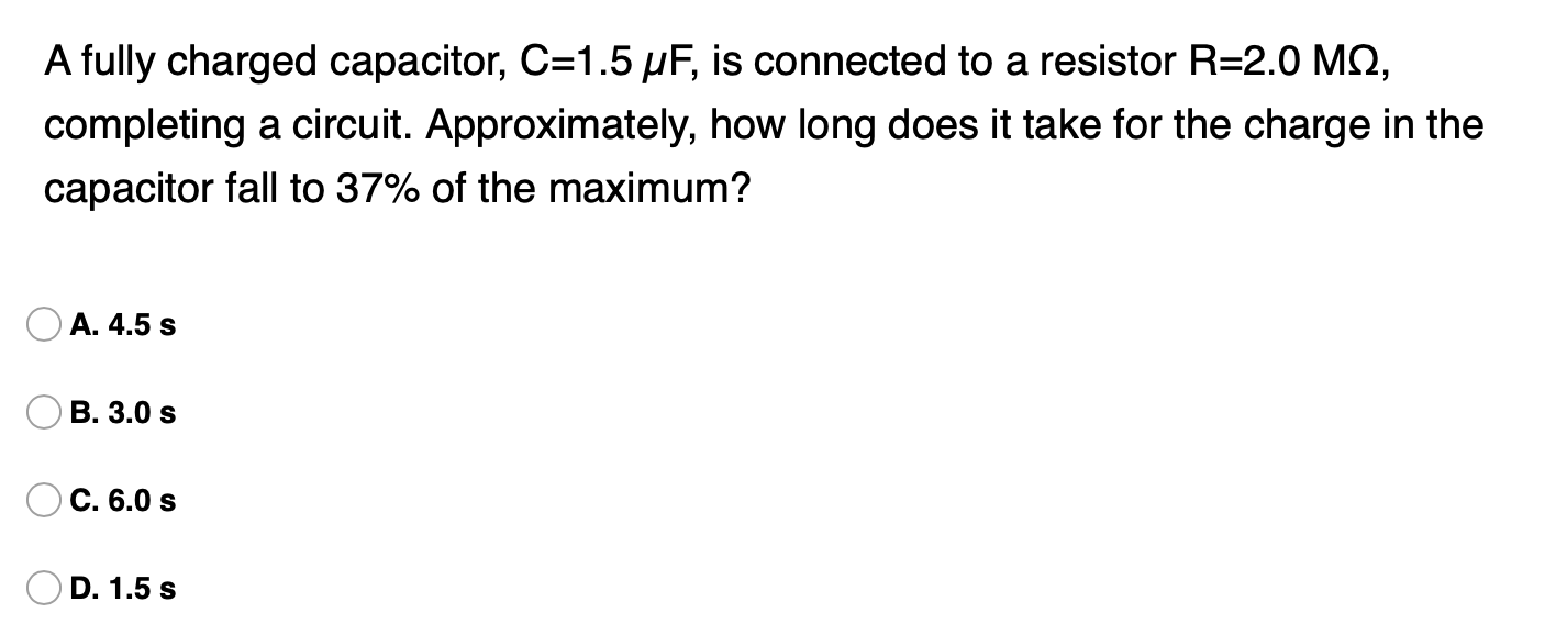 Solved A fully charged capacitor, C=1.5 uF, is connected to | Chegg.com