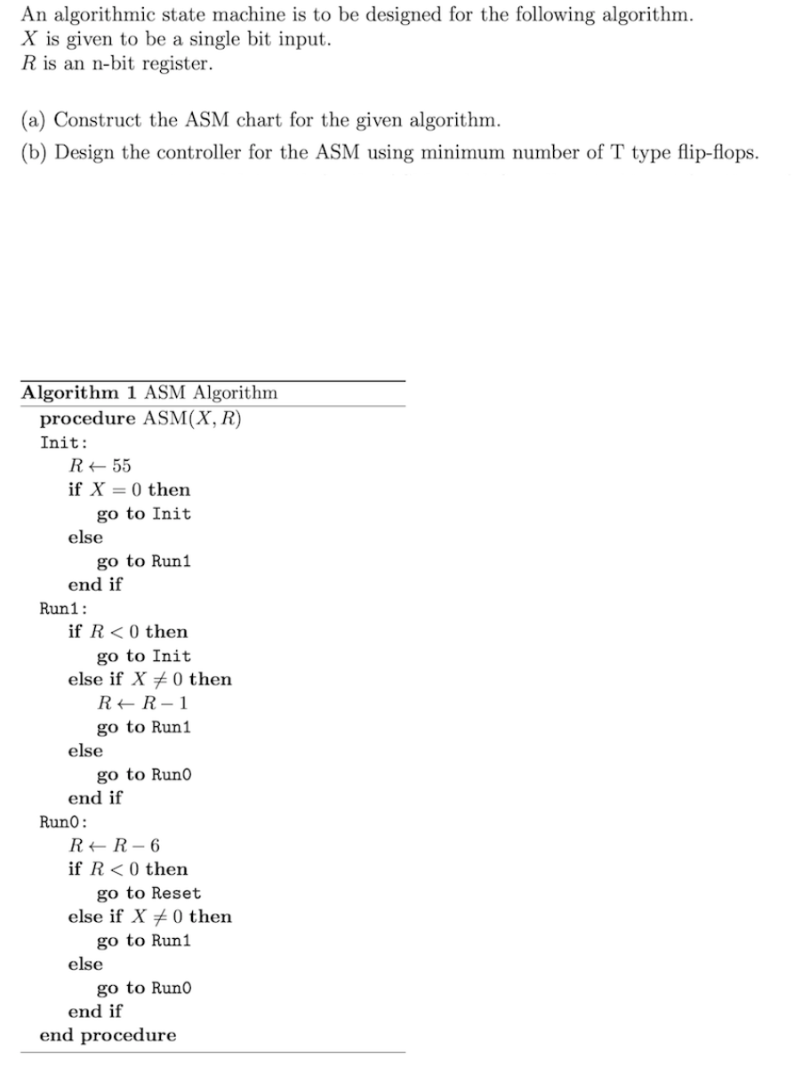 An algorithmic state machine is to be designed for | Chegg.com
