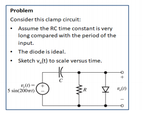 Solved Problem Consider this clamp circuit: • Assume the RC | Chegg.com