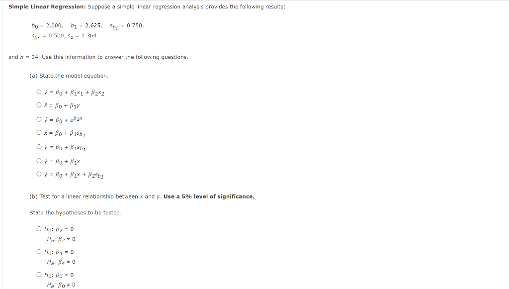 Solved Simple Linear Regression: Suppose a simple linear | Chegg.com