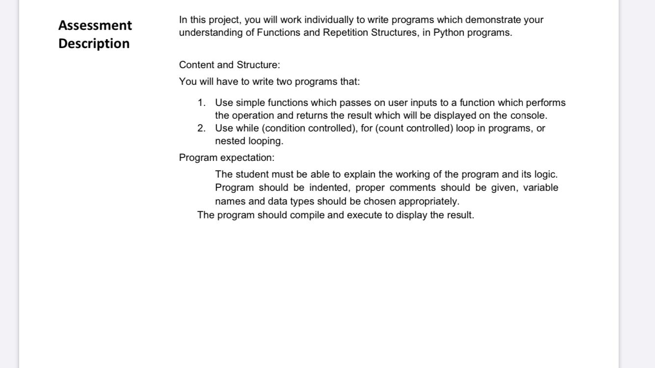 Solved The student must use programming constructs available | Chegg.com