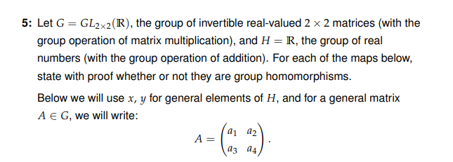 Solved Let G=GL2×2(R), the group of invertible real-valued | Chegg.com