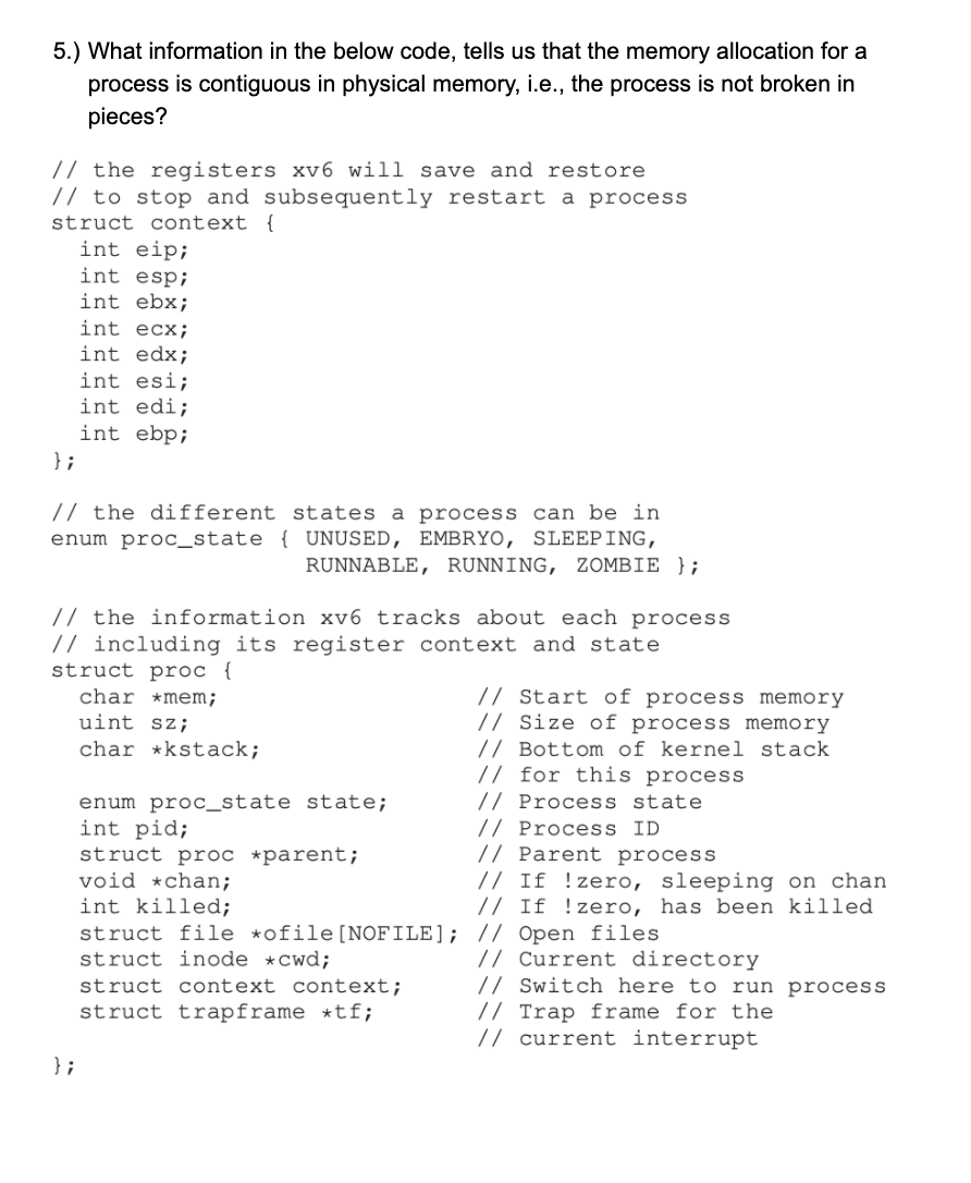 Solved Code to copy/paste if needed: // the registers xv6 | Chegg.com