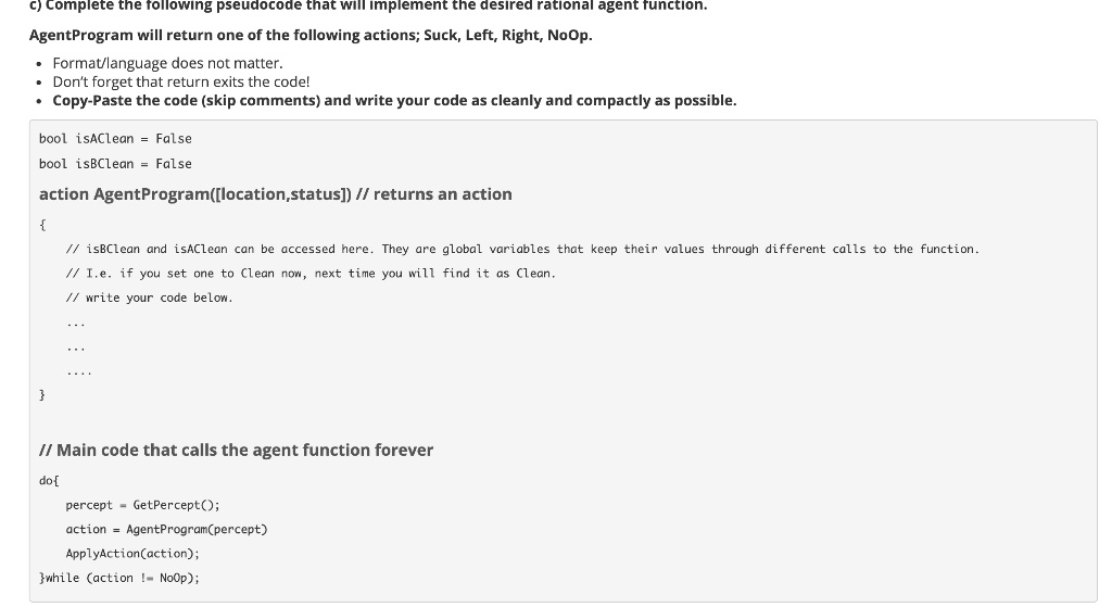 c) Complete the following pseudocode that will | Chegg.com