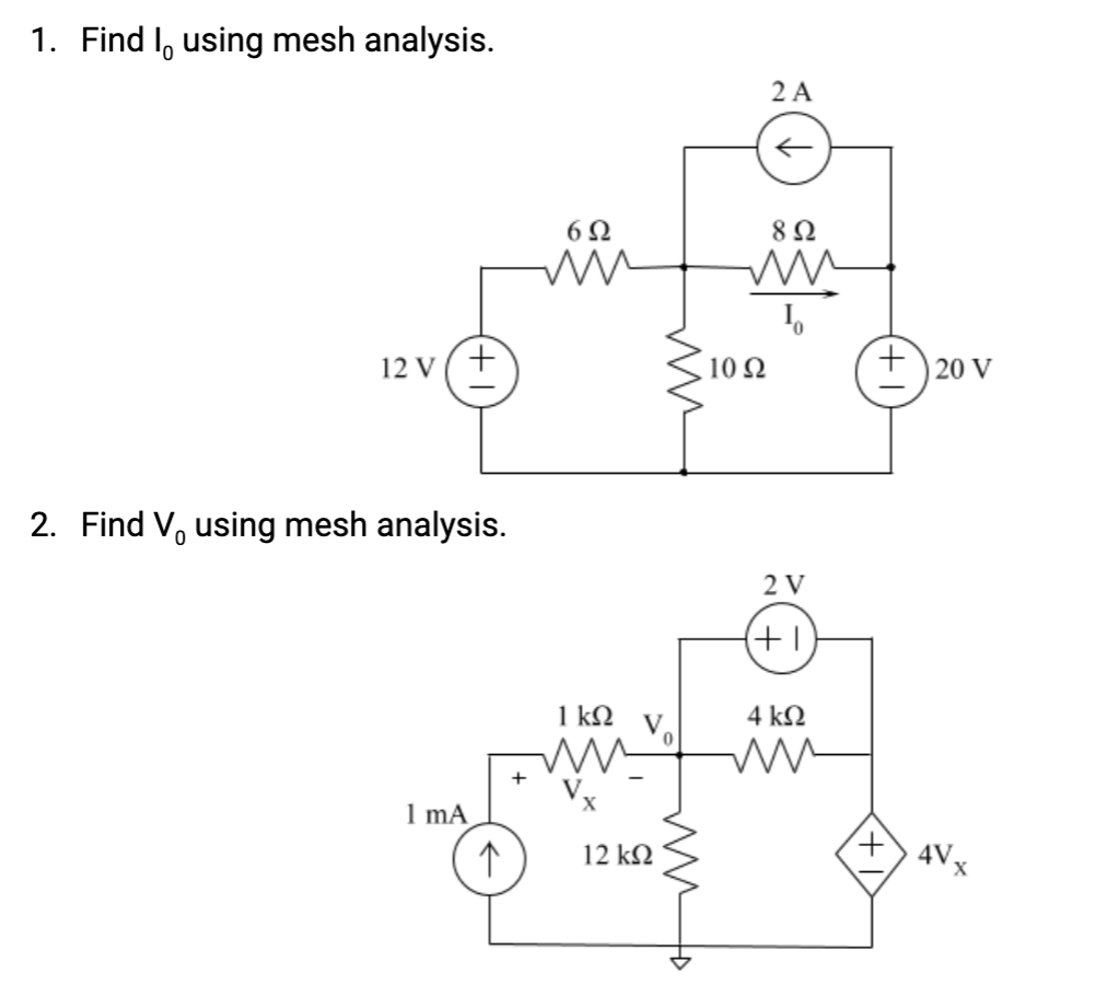 Solved 1 Find I Using Mesh Analysis 2Α 8 Ω 6 Ω ΛΑ 12 V