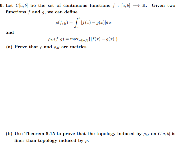 Let C[a,b] be the set of continuous functions | Chegg.com