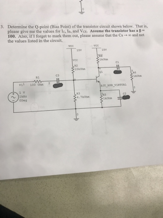Solved 3. Determine the Q-point (Bias Point) of the | Chegg.com