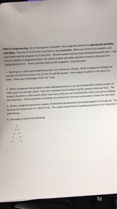 Solved PART I; Programming: Do all 4 programs if possible. | Chegg.com
