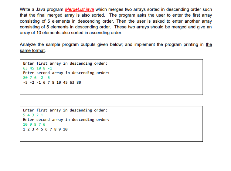 Solved Write A Java Program Mergelistjava Which Merges Two 