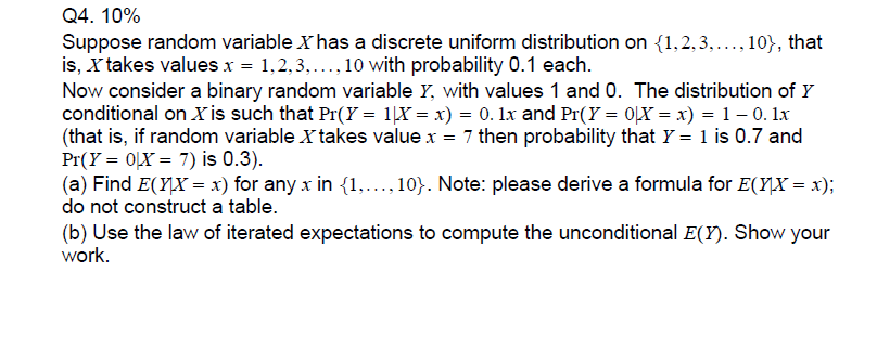 Solved Q4. 10% Suppose random variable X has a discrete | Chegg.com