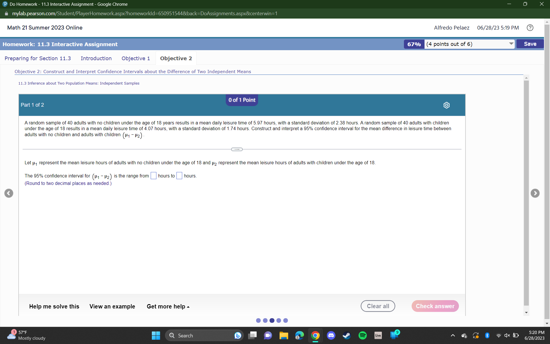 Solved Objective 2: Construct and Interpret Confidence | Chegg.com