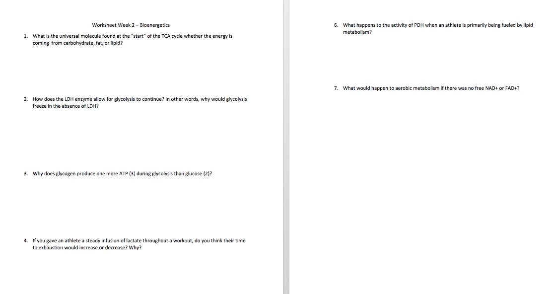 Solved Worksheet Week 2 - Bioenergetics 1. What is the | Chegg.com