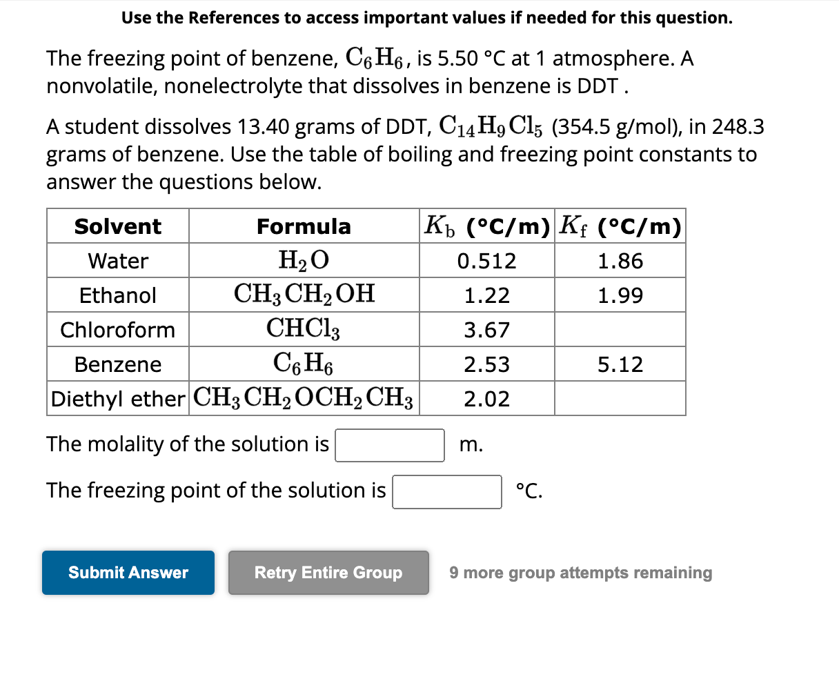 Solved Boiling Point Elevation/Freezing Point Depression | Chegg.com
