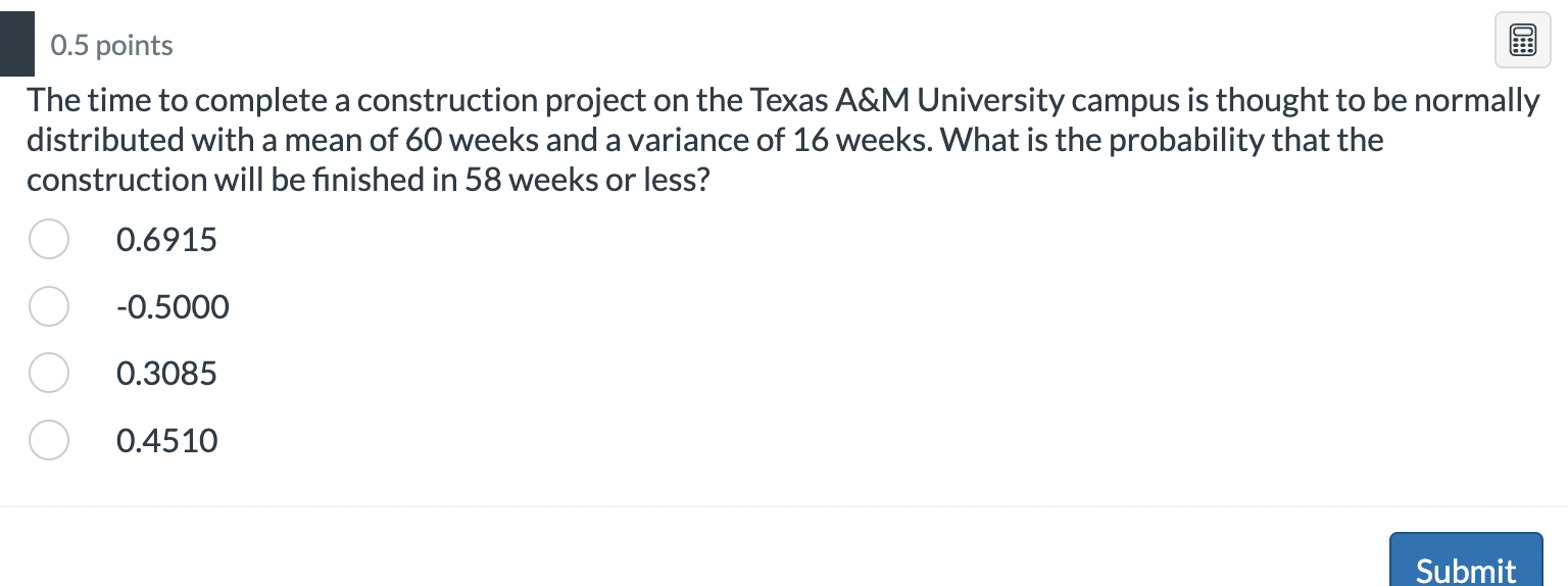 Solved The time to complete a construction project on the | Chegg.com